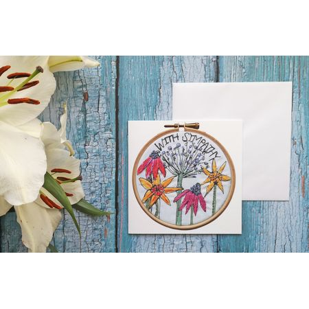 'With Sympathy' Printed Embroidery Greetings Card only £3.95