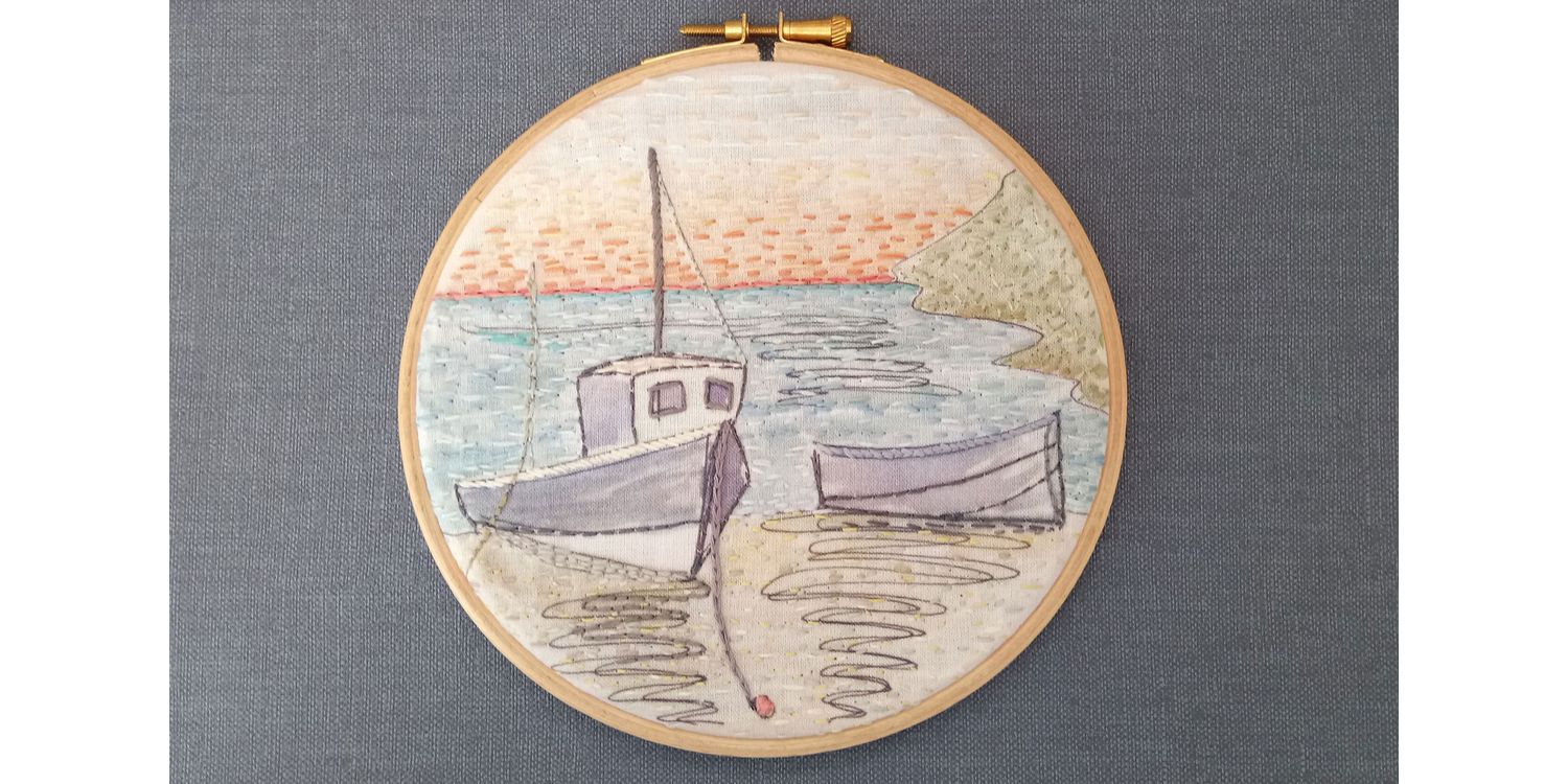 'Moored Boats' Hoop Art Hand Embroidery Kit only £38.00