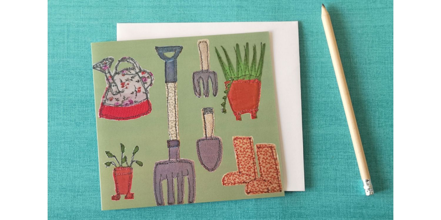 Gardening tools greetings card only £2.95