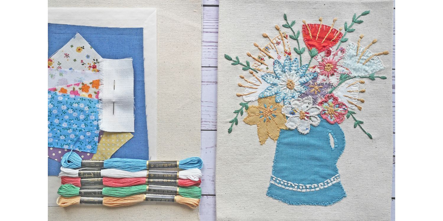 *NEW* Floral Bouquet Applique Embroidery Slow Stitching Kit only £28.00