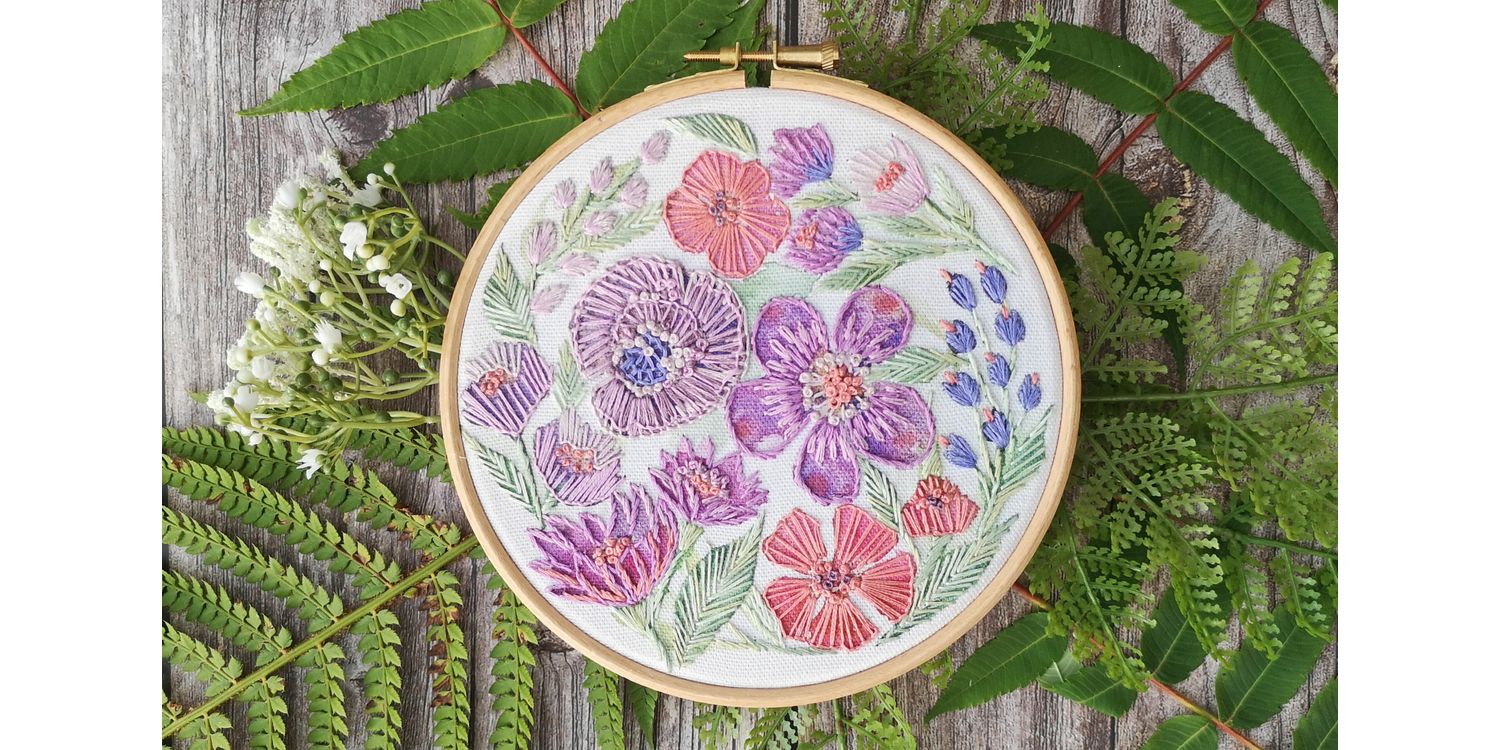 Cottage Garden Floral Embroidery Pattern only £12.00