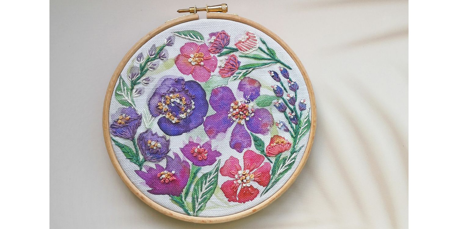 Cottage Garden Floral Embroidery Pattern only £12.00