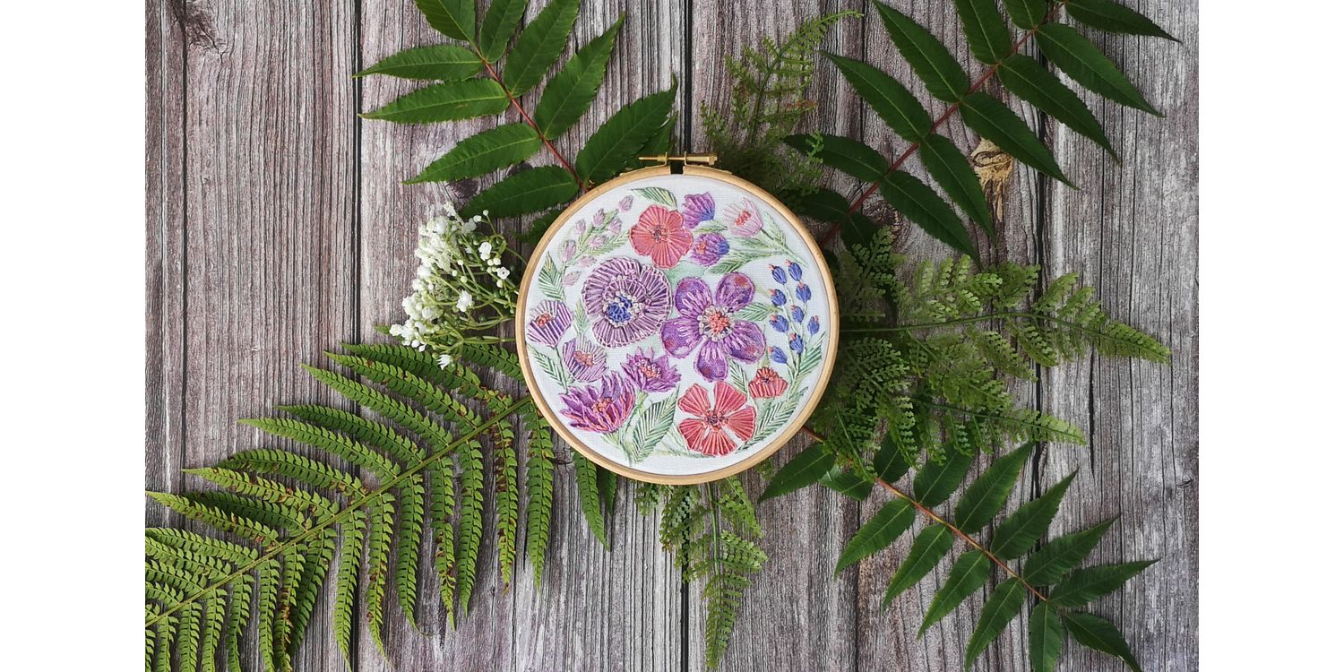 Cottage Garden Floral Embroidery Pattern only £12.00