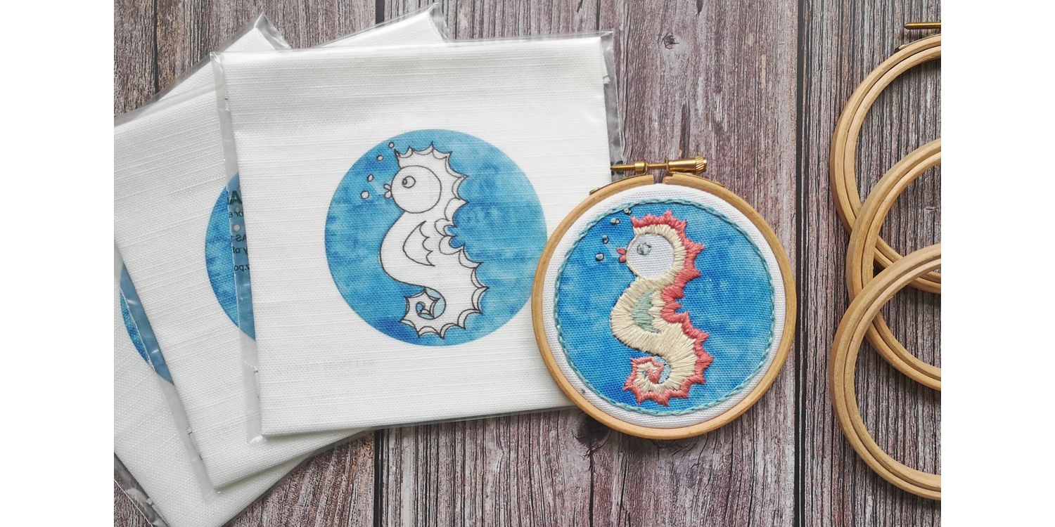 Seahorse Mini Embroidery Panel (to fit 4 inch hoop) only £8.00