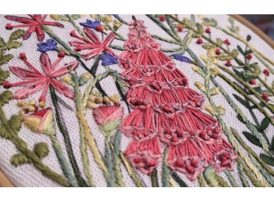 Foxglove Flower Linen Embroidery Pattern Design only £12.00